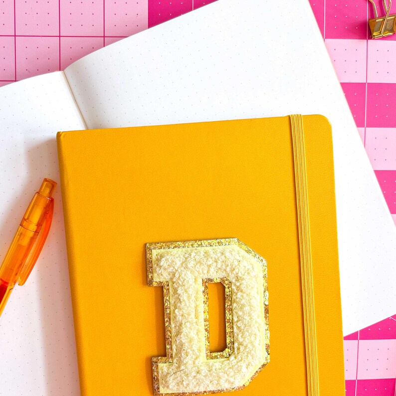 Personalized Chenille Patch Journal: Glitter Varsity Letter, Preppy ...