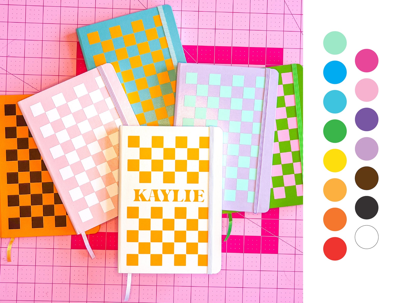 PERSONALIZED Retro Checkerboard Colorful Journal Diary, Drawing ...