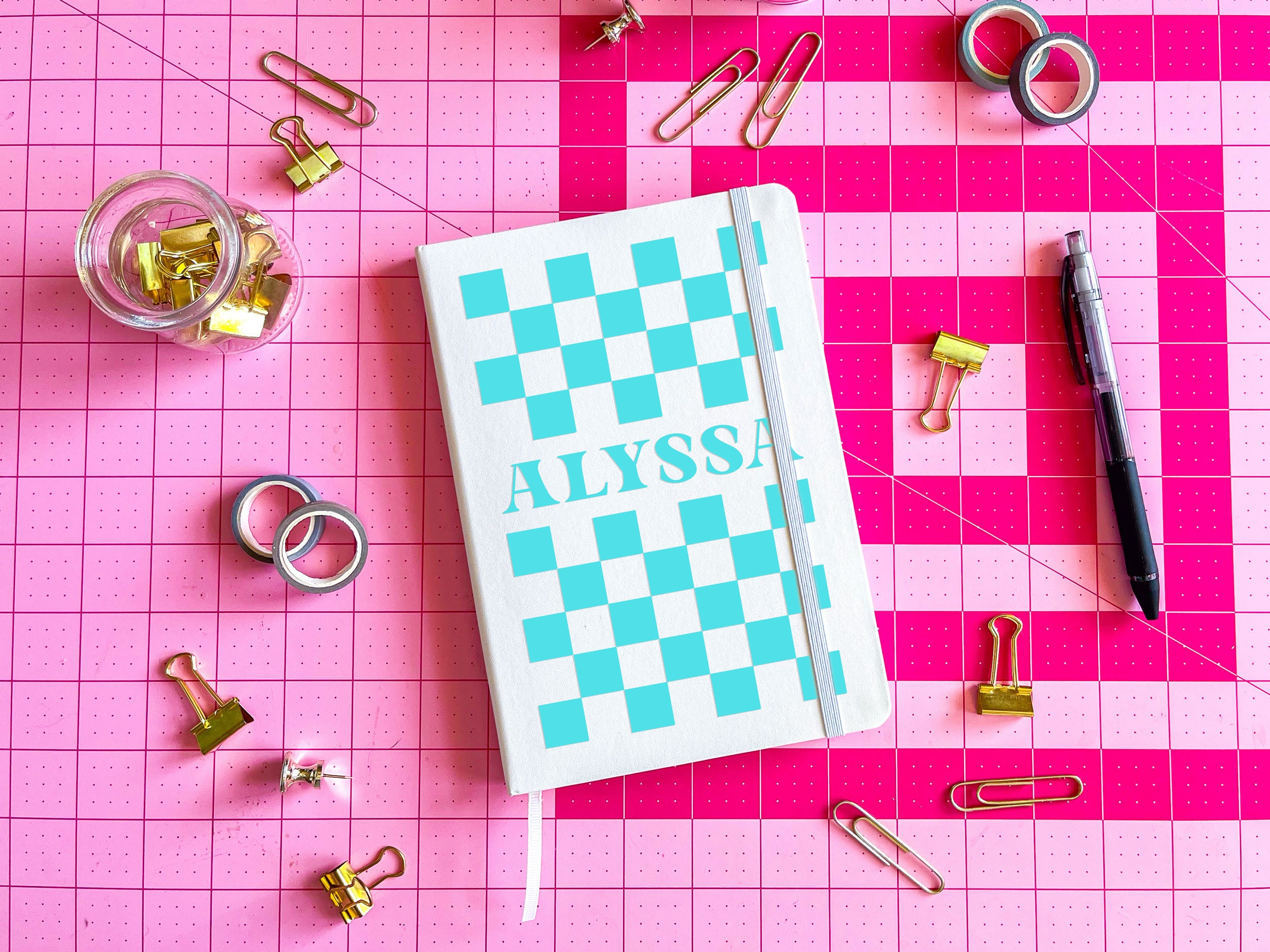 PERSONALIZED Retro Checkerboard Colorful Journal Diary, Drawing ...