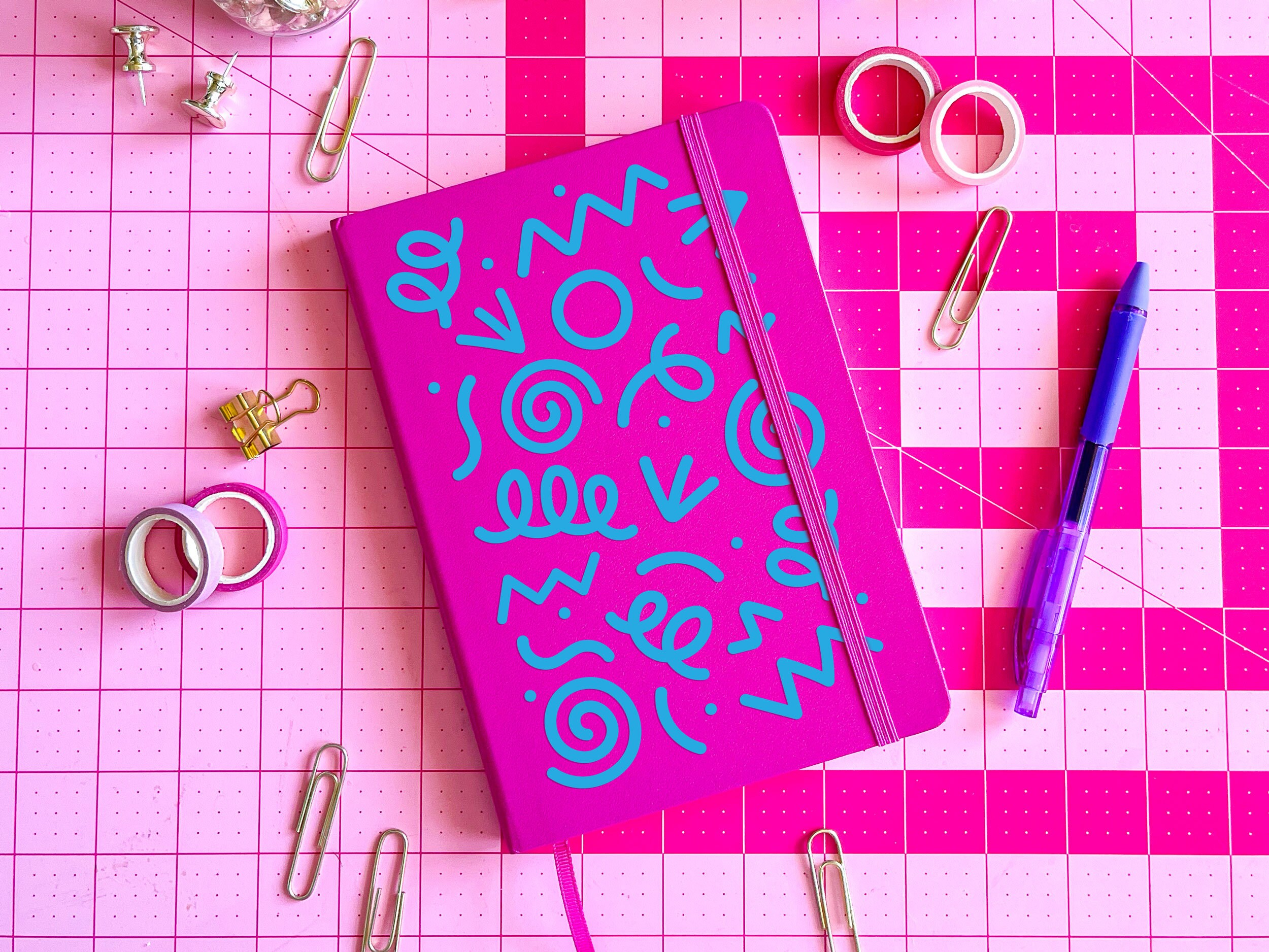 CUSTOM Squiggle Doodle Funky Abstract Retro Design, Colorful Journal ...