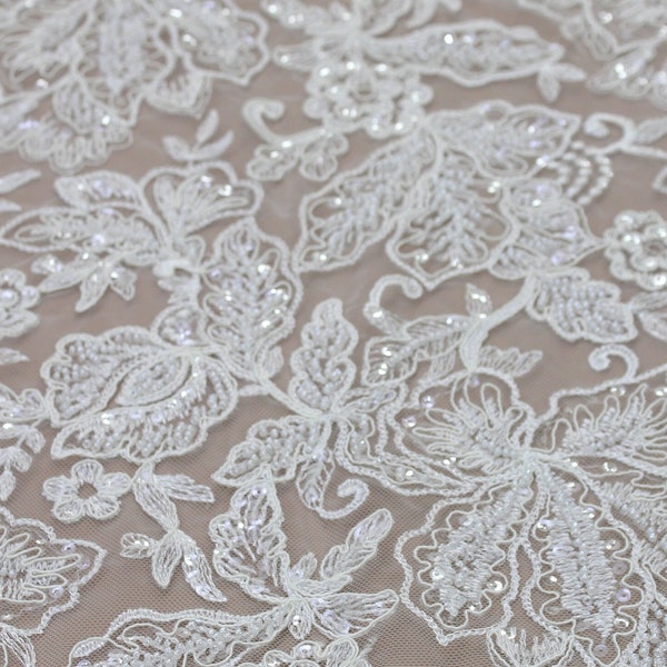 Beaded Lace Fabric - Etsy