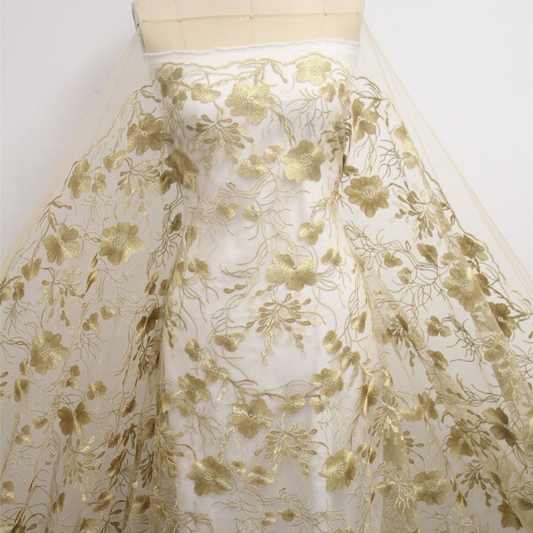 Shop Gold Lace Fabric Online - Etsy