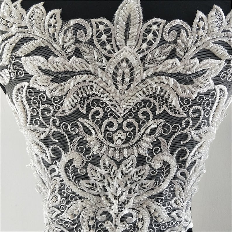 Heavy Beaded Lace Applique Super Large Embroidery Lace - Etsy