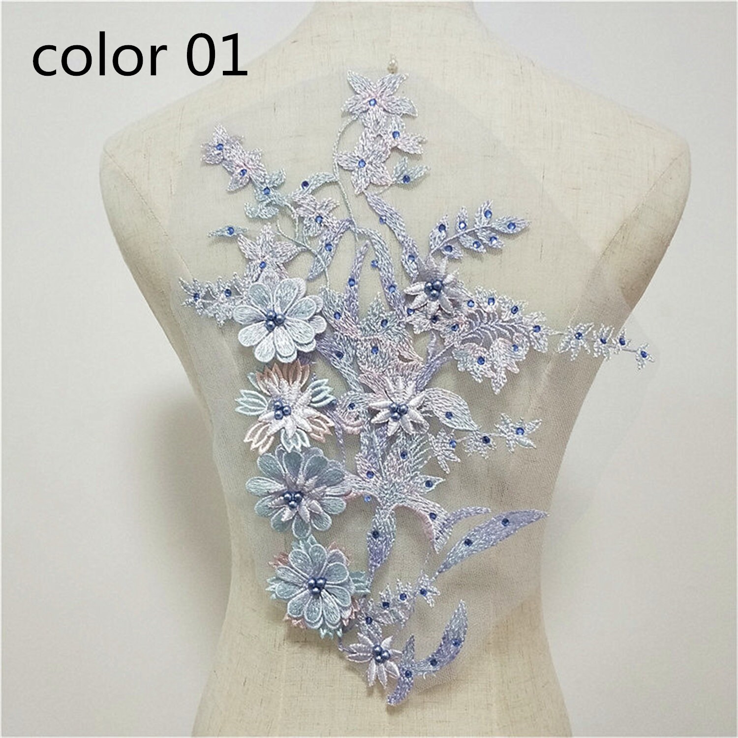 Beaded Lace Applique 3D Flower Embroidery Appliques With - Etsy