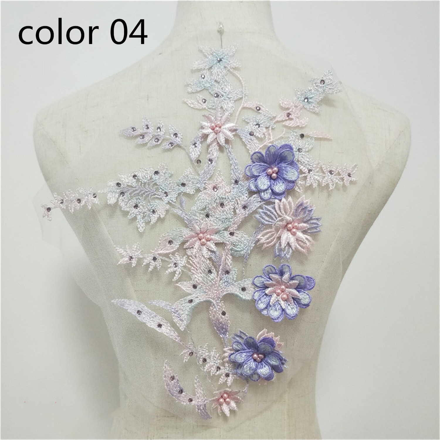 Beaded Lace Applique 3D Flower Embroidery Appliques With - Etsy