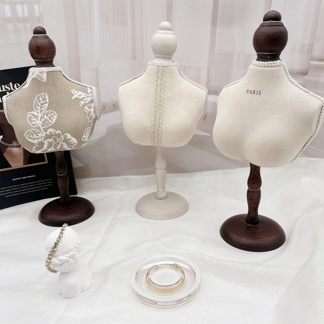 Lace & Wood Necklace Display Stand: Jewelry Holder Mannequin - Etsy