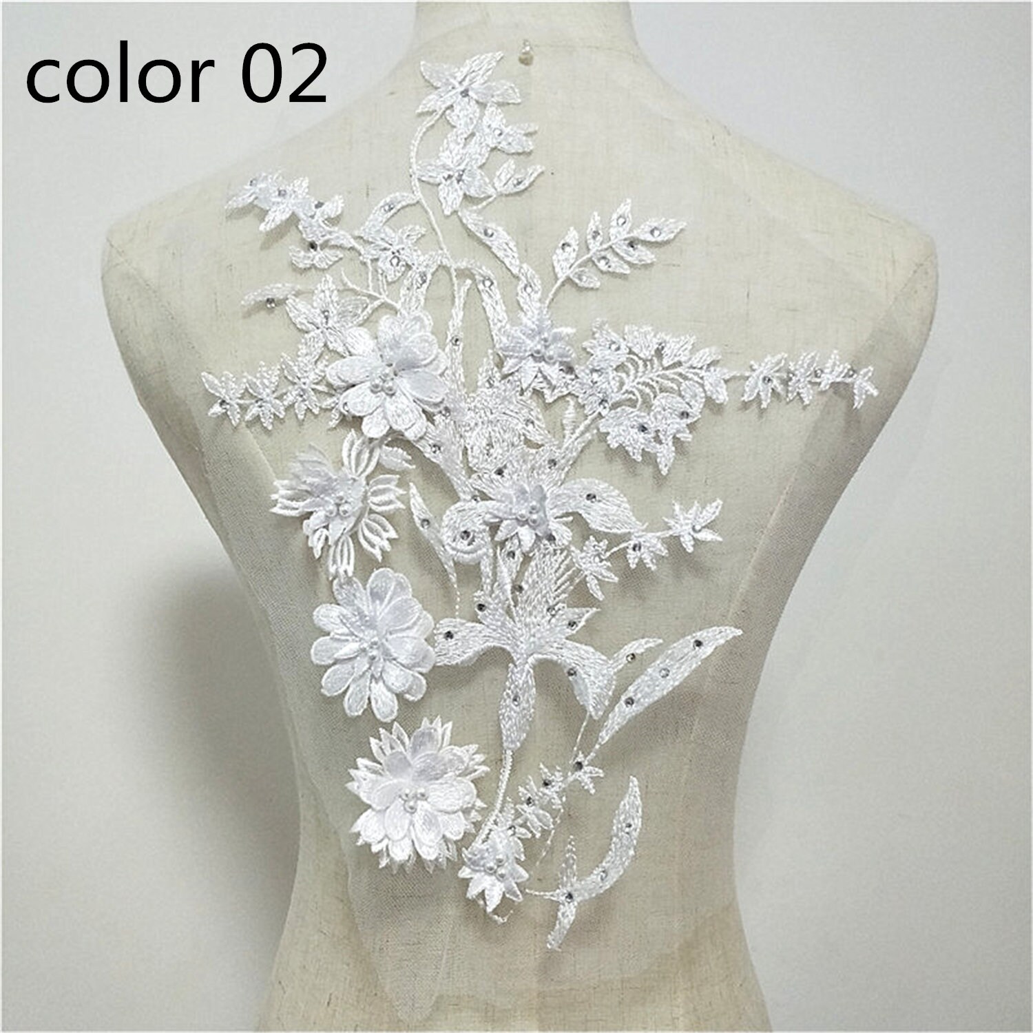 Beaded Lace Applique 3D Flower Embroidery Appliques With - Etsy