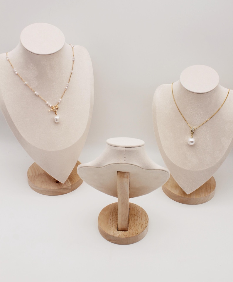 Ivory Suede Necklace Display: Solid Wood Jewelry Bust, Necklace ...