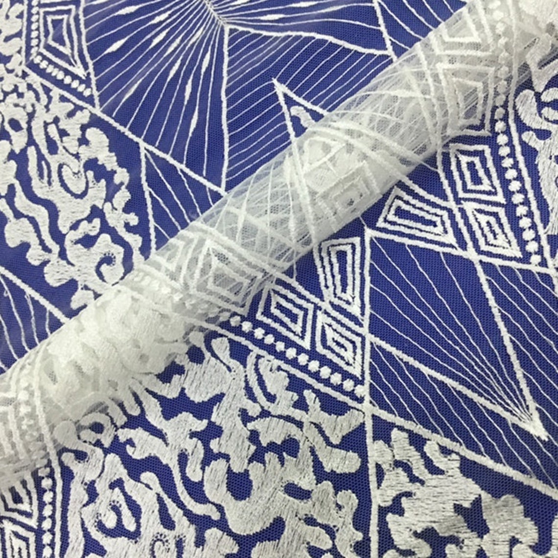 Unique Embroidery Lace Fabric Soft Modern Geometric Lace - Etsy