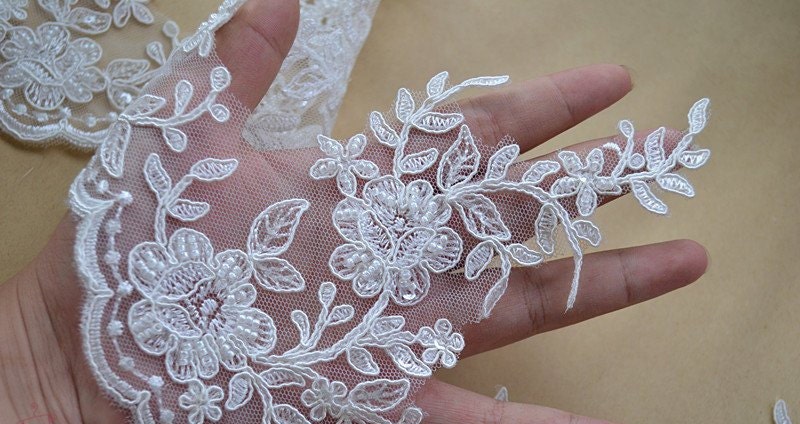 3D Beaded Corded Lace Trim Bridal Lace Trim Alencon Lace - Etsy