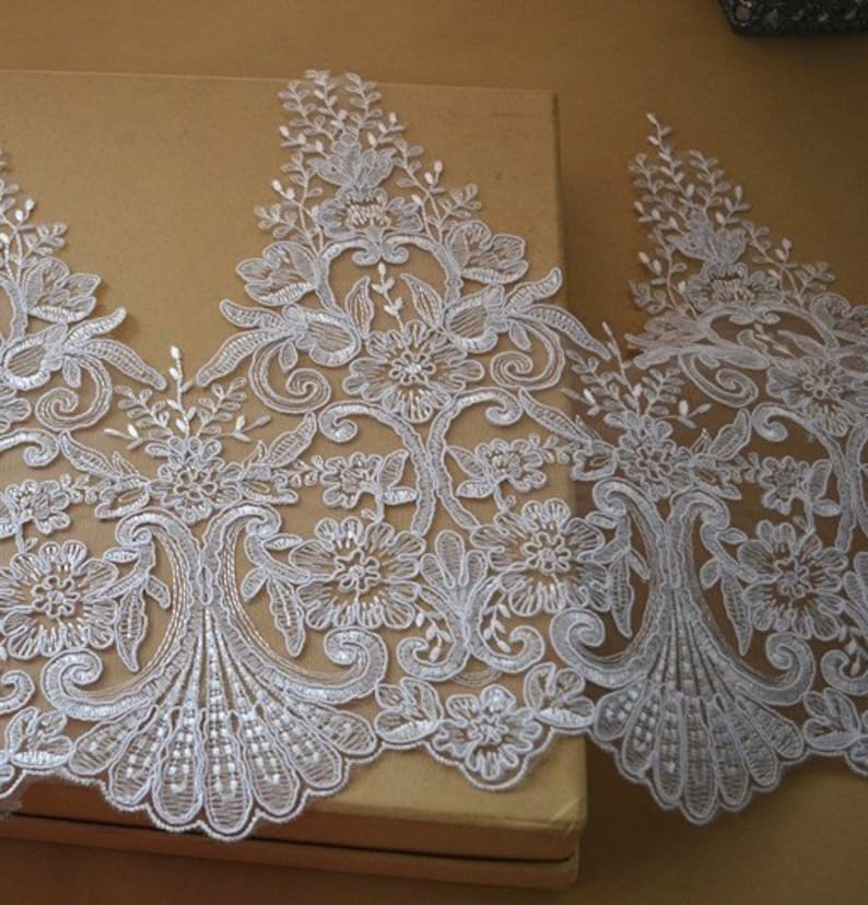 NEW Sell by Yard Alencon Lace Trim, Corded Lace Trim, Bridal Lace Trim ...