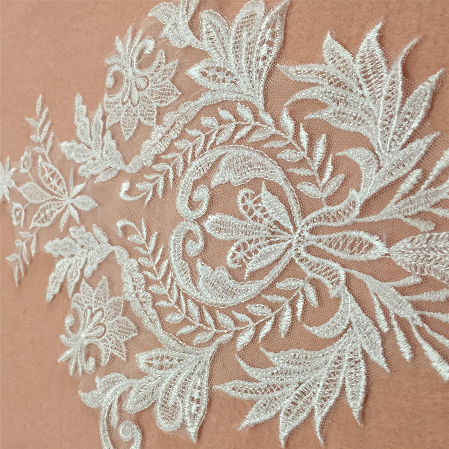 Off-white Tulle Lace Applique: Embroidery Patch for Bridal Gown - Etsy