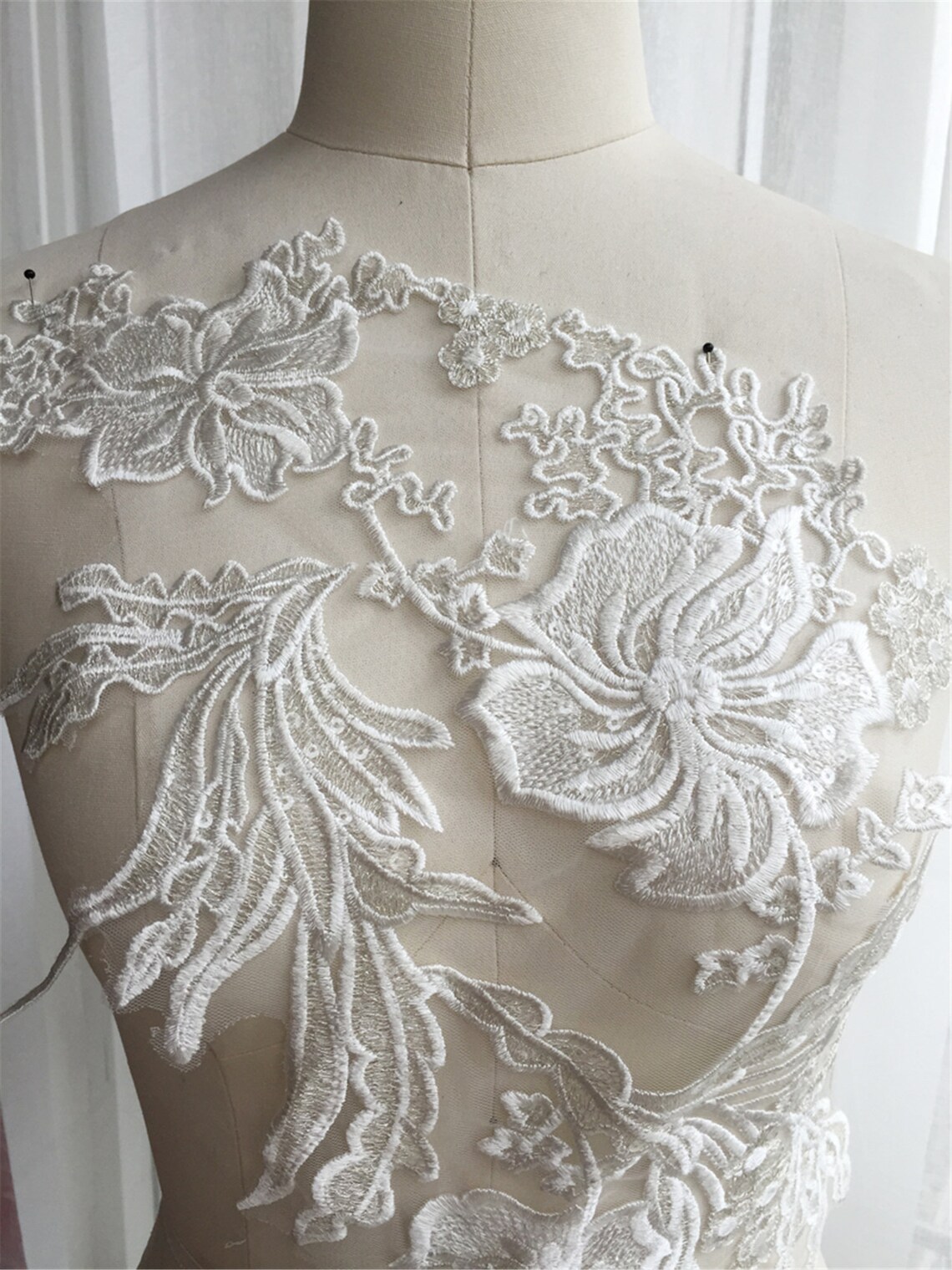Large Guipure Lace Applique Tulle Flower Embroidery Lace | Etsy