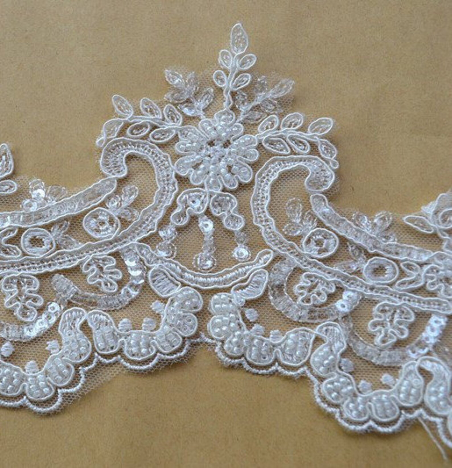 Ivory Heavy 3D Beaded Lace Trim Alencon Lace Trim Bridal - Etsy