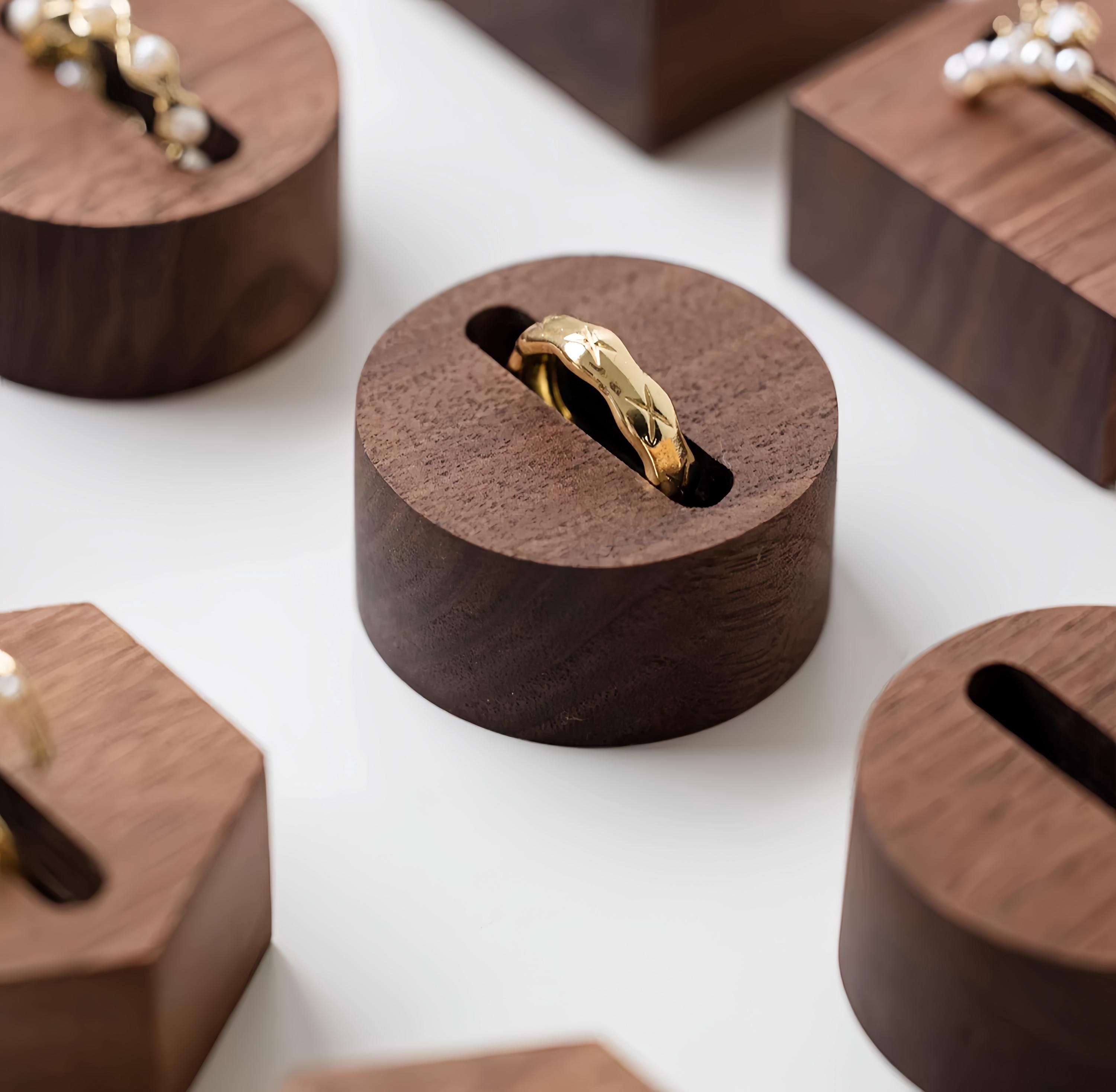 Walnut Jewelry Display Stand: Ring, Earring & Bracelet Holder, Ring ...