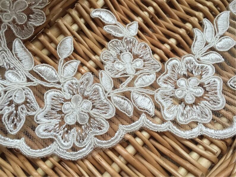 Exquisite Alencon Lace Trim Corded Guipure Lace Trim Tulle - Etsy