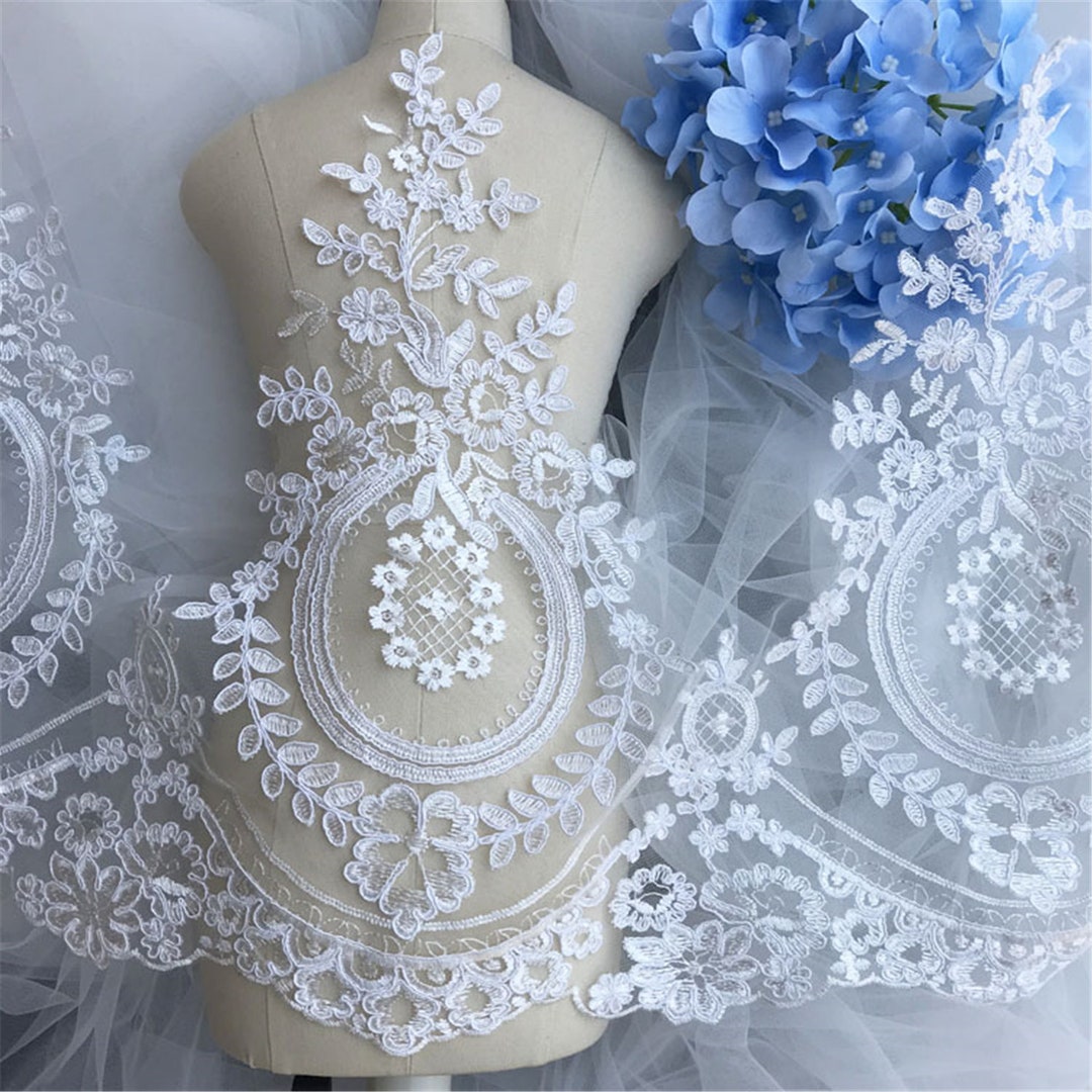 Extra Wide 23.2"(59cm) Bridal Lace Trim off White Corded Lace Trim ...