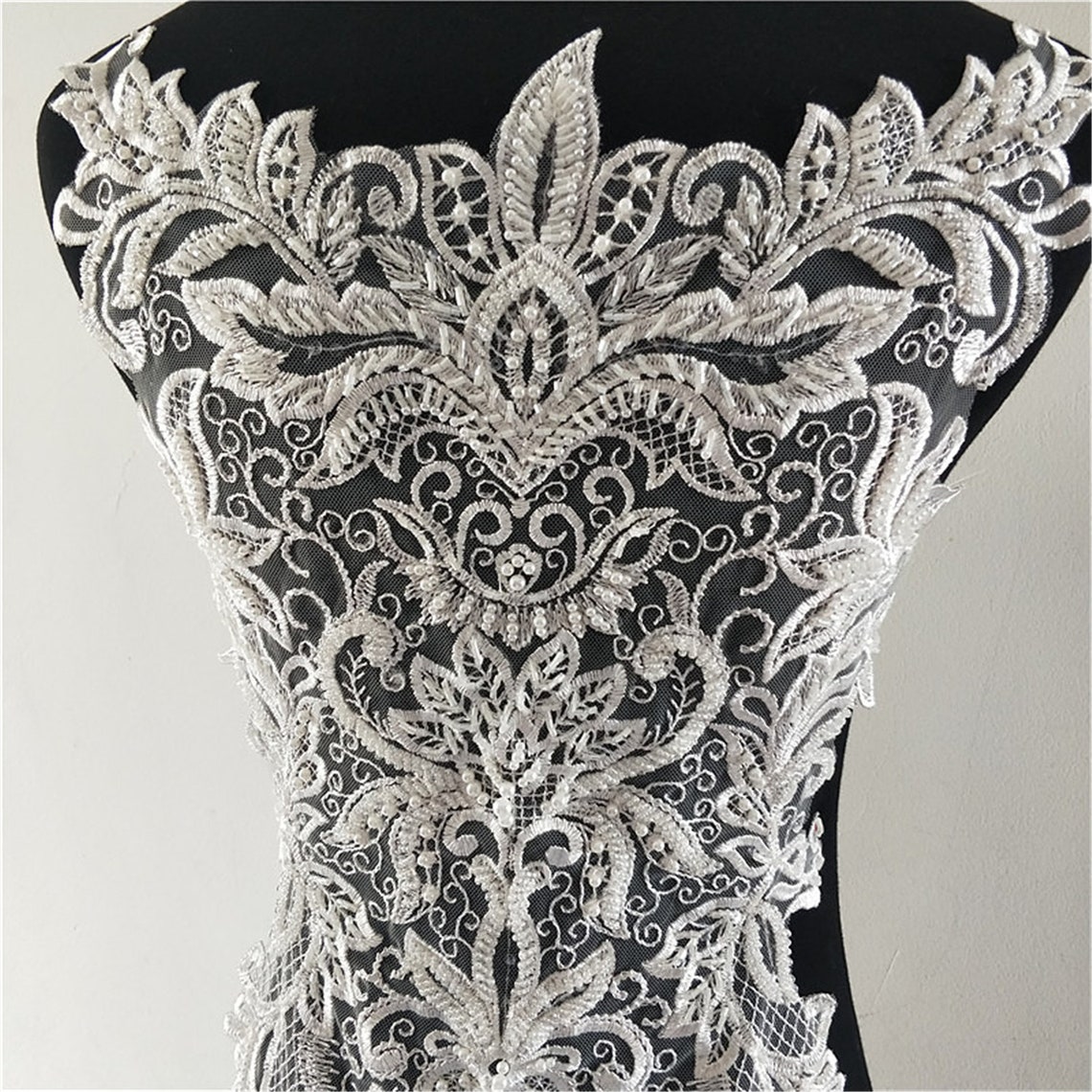 Heavy Beaded Lace Applique Super Large Embroidery Lace - Etsy