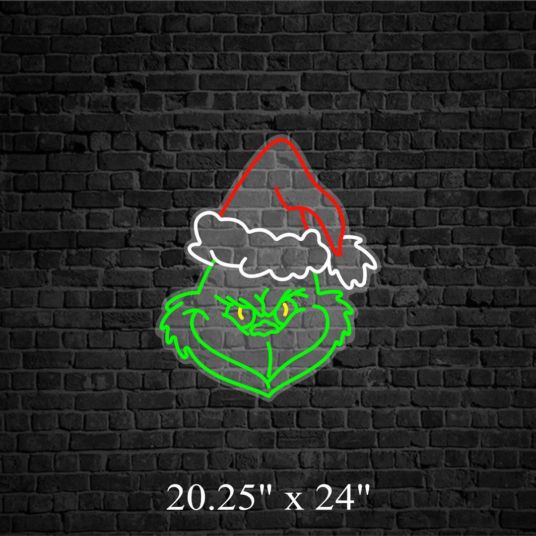 Grinch Neon Sign for the Holidays - Custom Santa Hat Neon Sign - Etsy