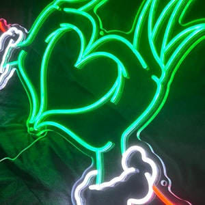 Grinch Heart Neon Sign for the Holidays - Custom Santa Fearless Heart ...
