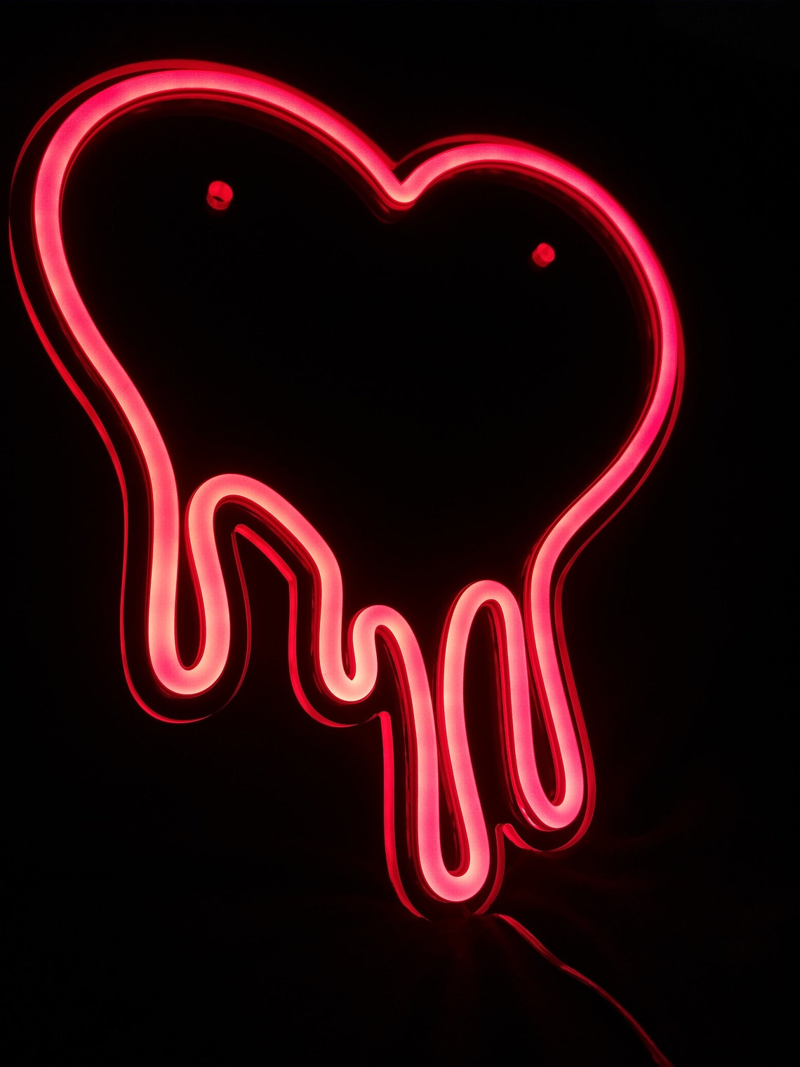 Dripping Heart Neon Sign - Custom Color Melting Heart Girls Room Neon ...