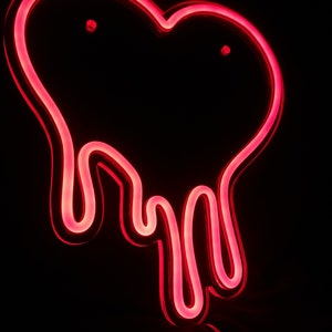 Dripping Heart Neon Sign - Custom Color Melting Heart Girls Room Neon ...