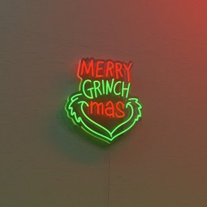 Merry Grinch-mas Neon Sign for the Holidays - Custom Holiday Decoration ...