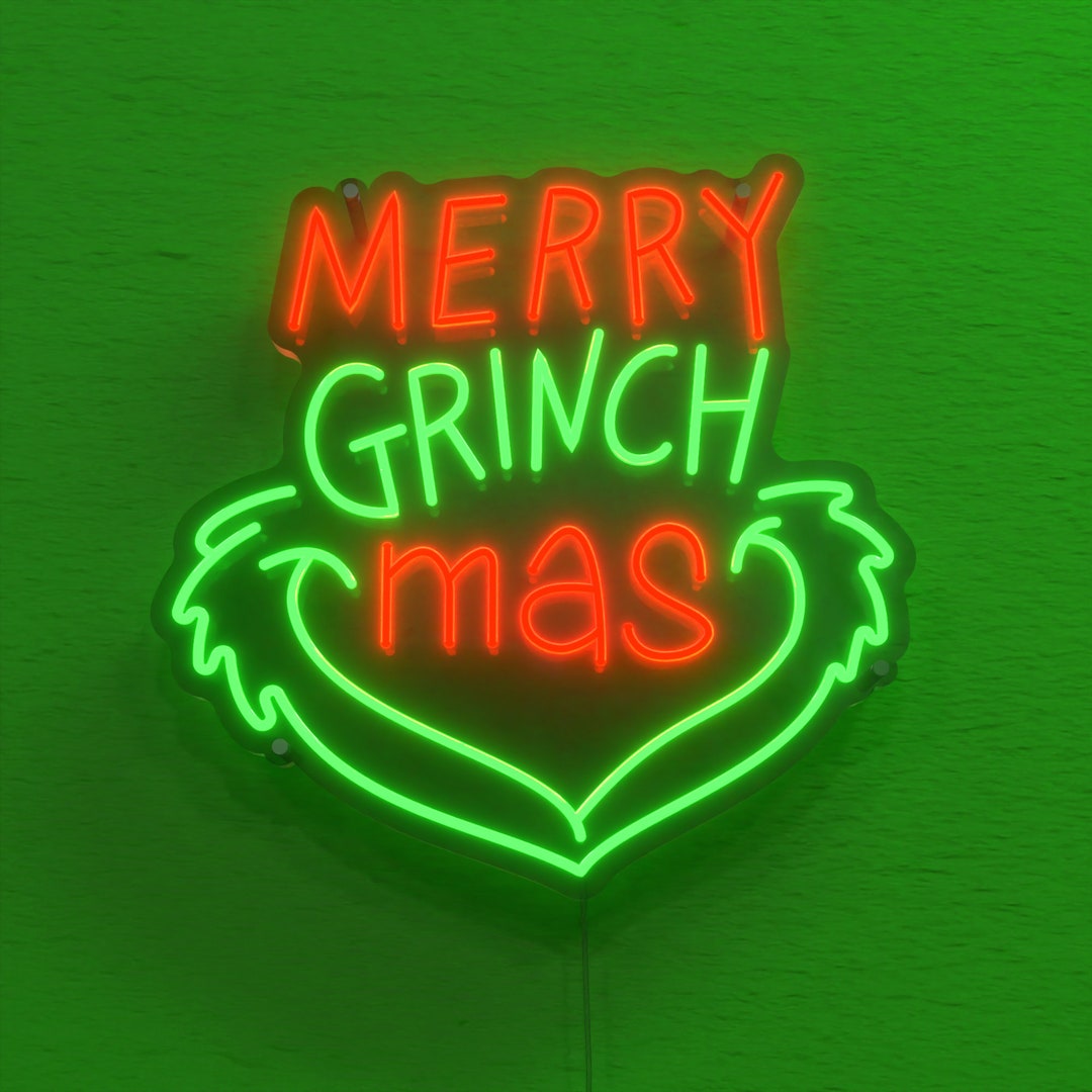 Merry Grinch-mas Neon Sign for the Holidays - Custom Holiday Decoration ...