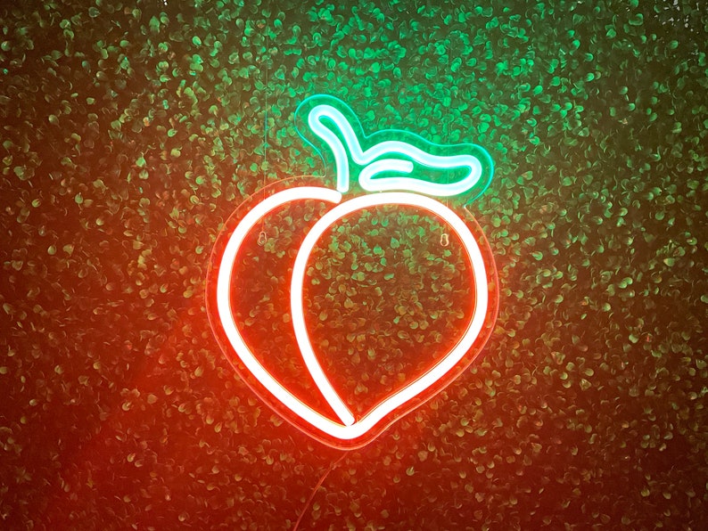 Peach Emoji Neon Sign Funny LED Signs for Bedroom - Etsy