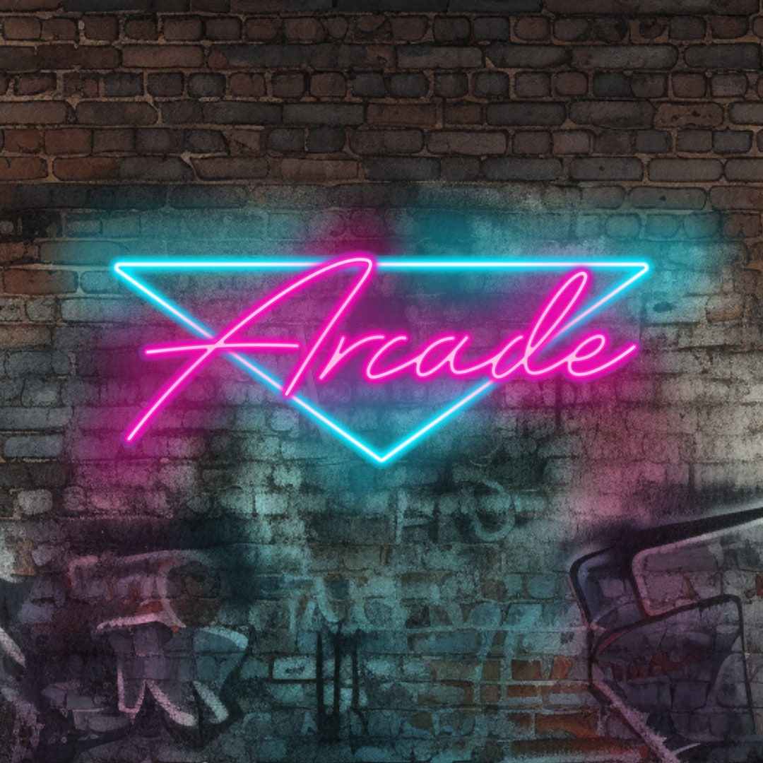 Retro Arcade Neon Sign - Your Arcade / Man-cave LED Sign / Vice Colors ...