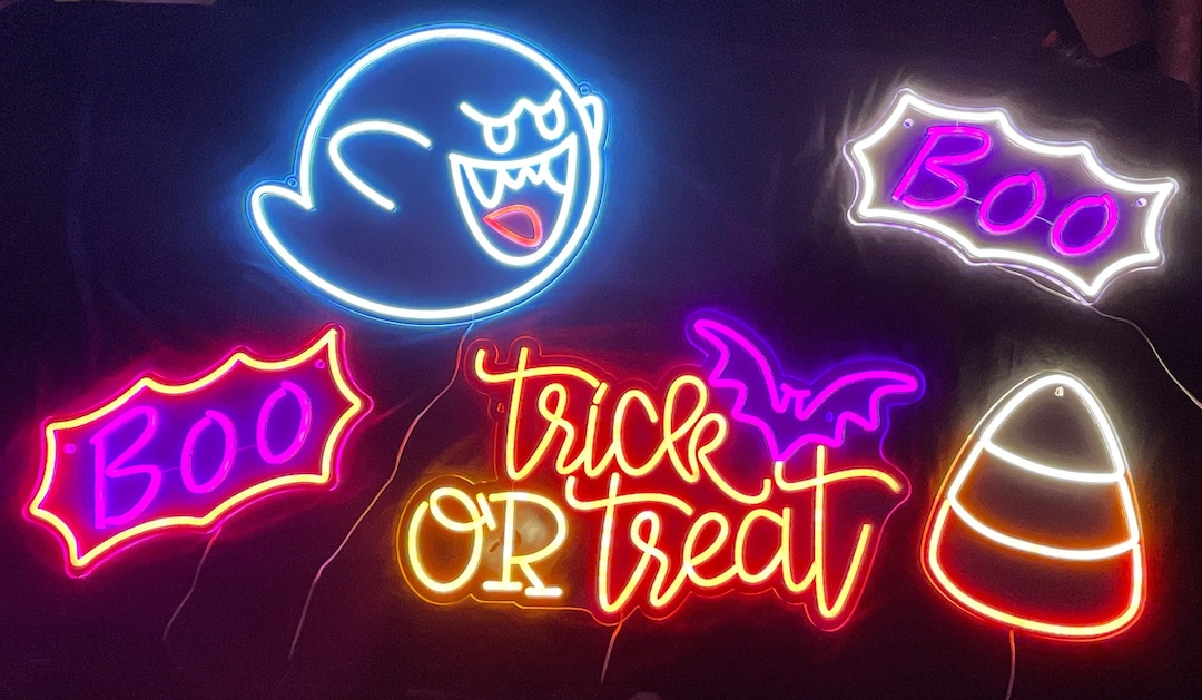 Halloween Neon Signs - Boo Neon Sign for Halloween, Party's, Mancave ...