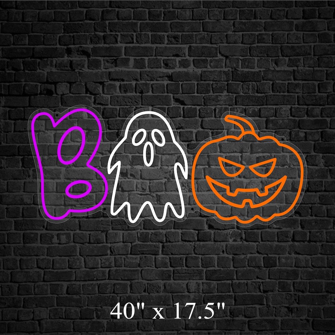 Halloween BOO LED Neon Sign Ghost & Pumpkin Design Spooky - Etsy