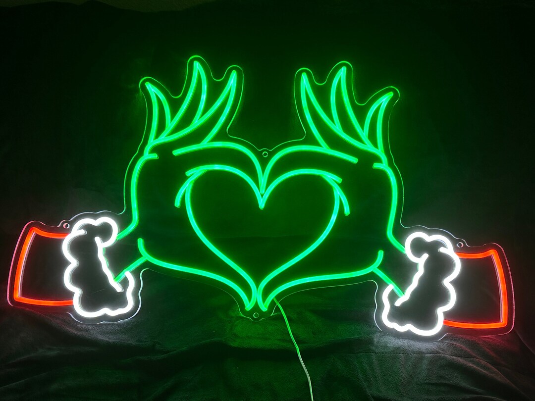 Grinch Heart Neon Sign for the Holidays - Custom Santa Fearless Heart ...
