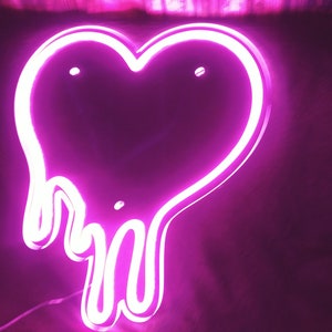 Dripping Heart Neon Sign - Custom Color Melting Heart Girls Room Neon ...