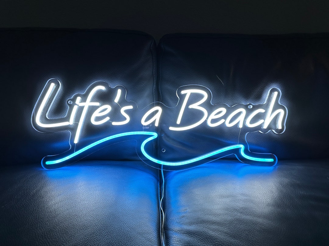 Life's a Beach LED Neon Sign - Coastal Inspired Decor, Handmade Beach ...