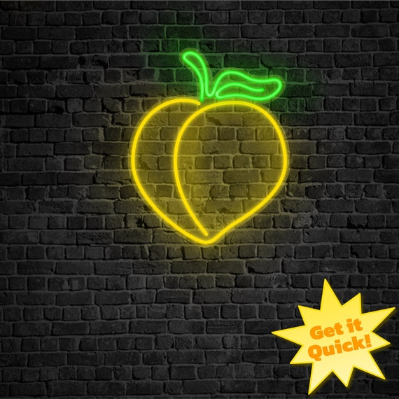 Peach Emoji Neon Sign Funny LED Signs for Bedroom | Etsy