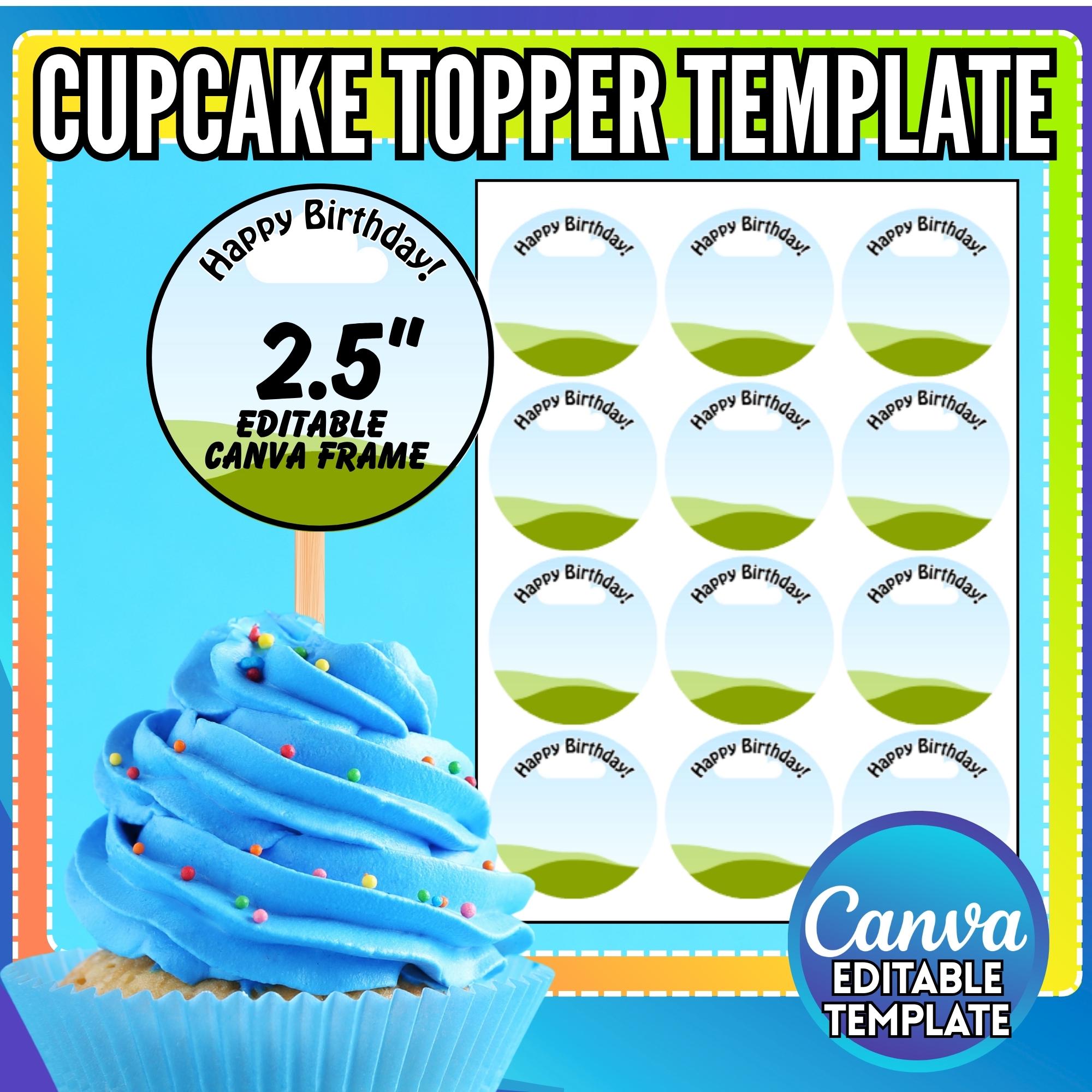 Editable Cupcake Topper Template – Canva Frames (digital Download) - Etsy
