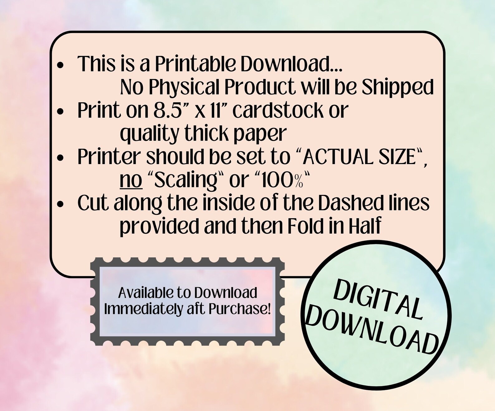 Happy Birthday Greeting Card Card 7x5 Instant Download Digital Download ...