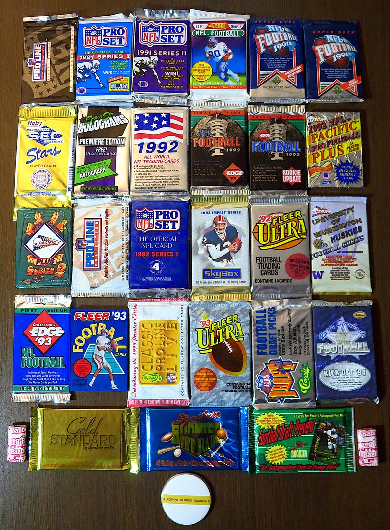 VINTAGE Football Cards-26 Pack Selection-nfl-gift-packs-lot-card ...