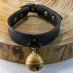 Leather Brass Bell Collar - Etsy