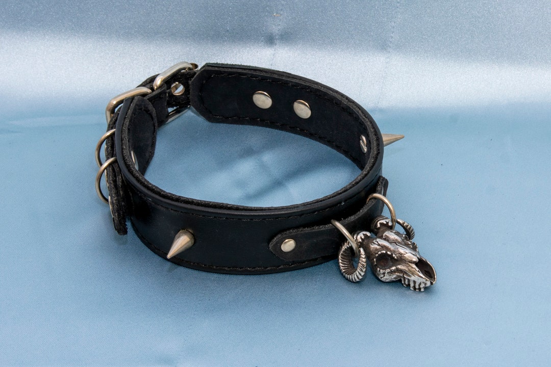 Ram Skull Leather Collar - Etsy