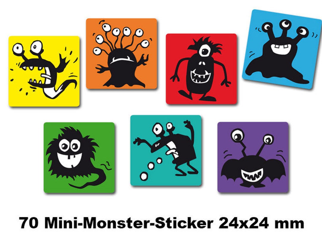 Crazy Monster Stickers in 7 Colors, Mini Stickers Crazy Monsters ...