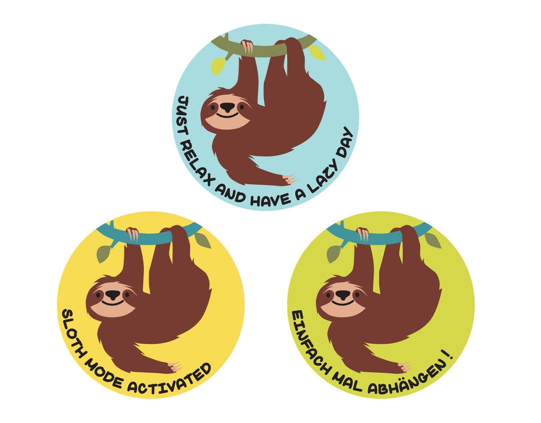 Sticker Sloth With Saying, Sticker Sloth Sayings, 24 Pieces, 40 Mm - Etsy