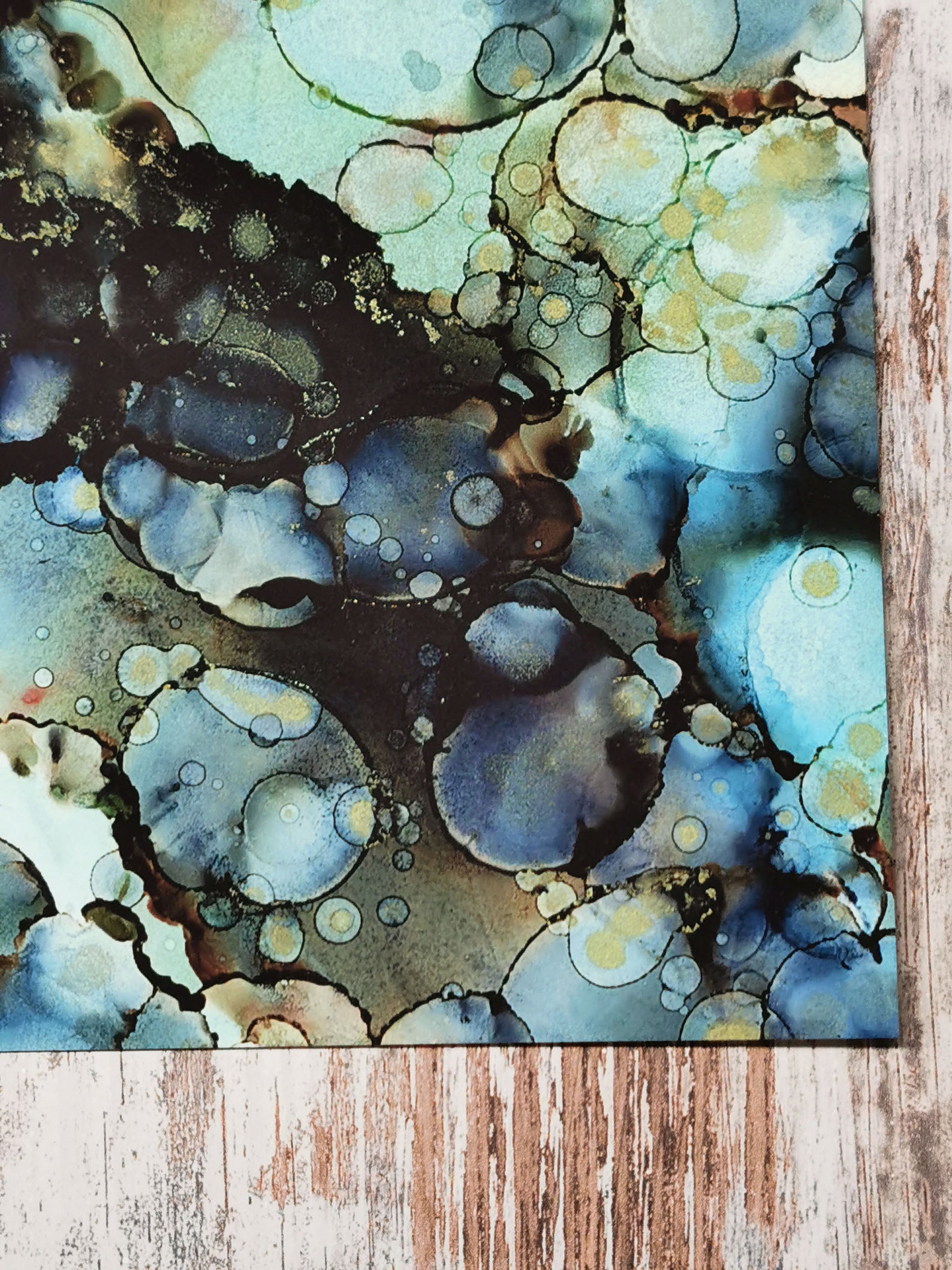 Abstract Alcohol Ink A4 Fine Art Print, Green / Turquoise, Free ...