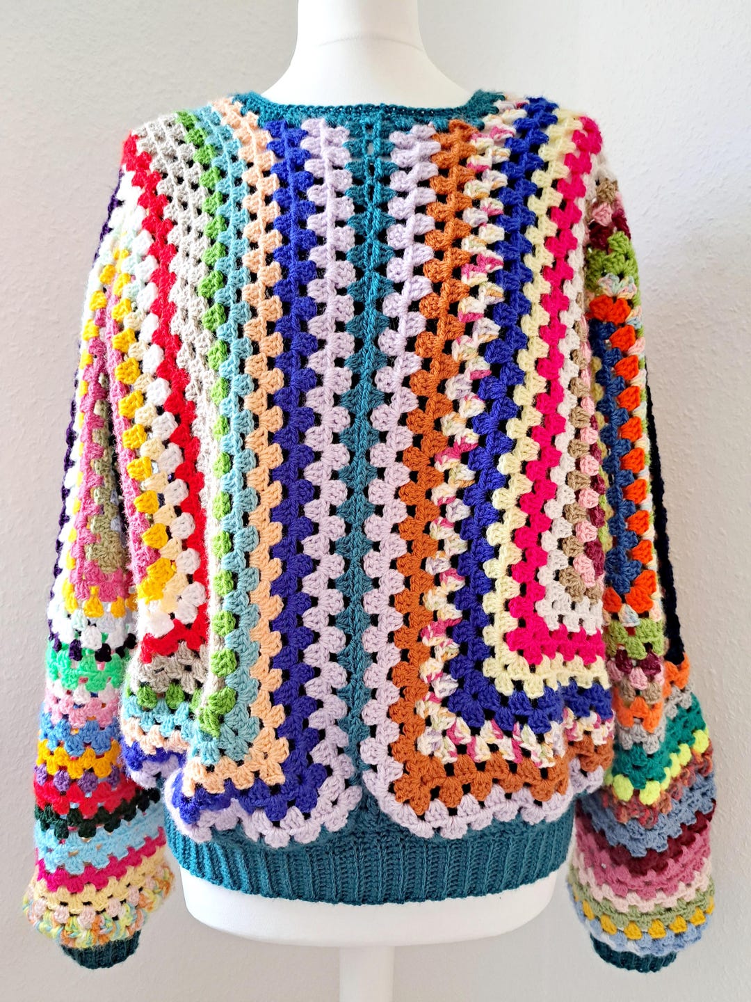 Pull hexagonal en chutes de laine, taille M (oversize) - Etsy France