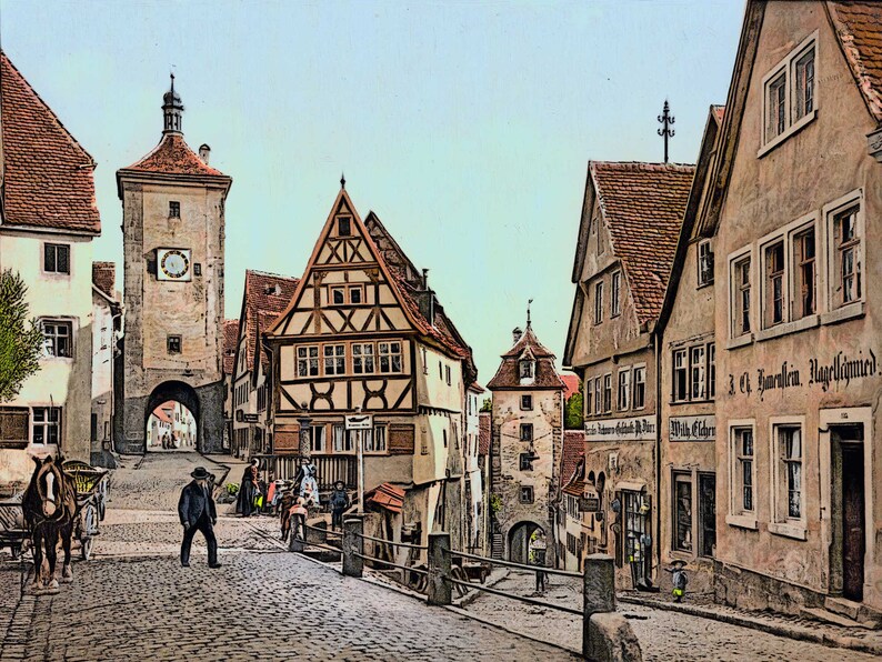 Rothenburg Ob Der Tauber - Plönlein Around 1910, Painting, Printable ...