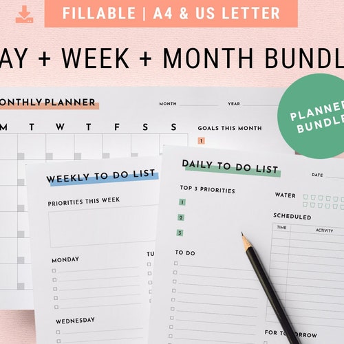 Daily Schedule To-do List Insert Free Weekly Planner A4 & - Etsy