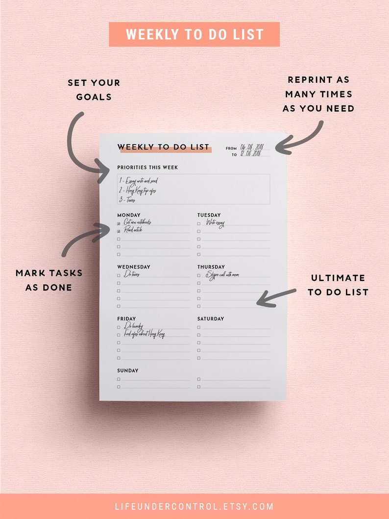 Fillable Planner Kit A4 And Us Letter Daily To Do List Etsy