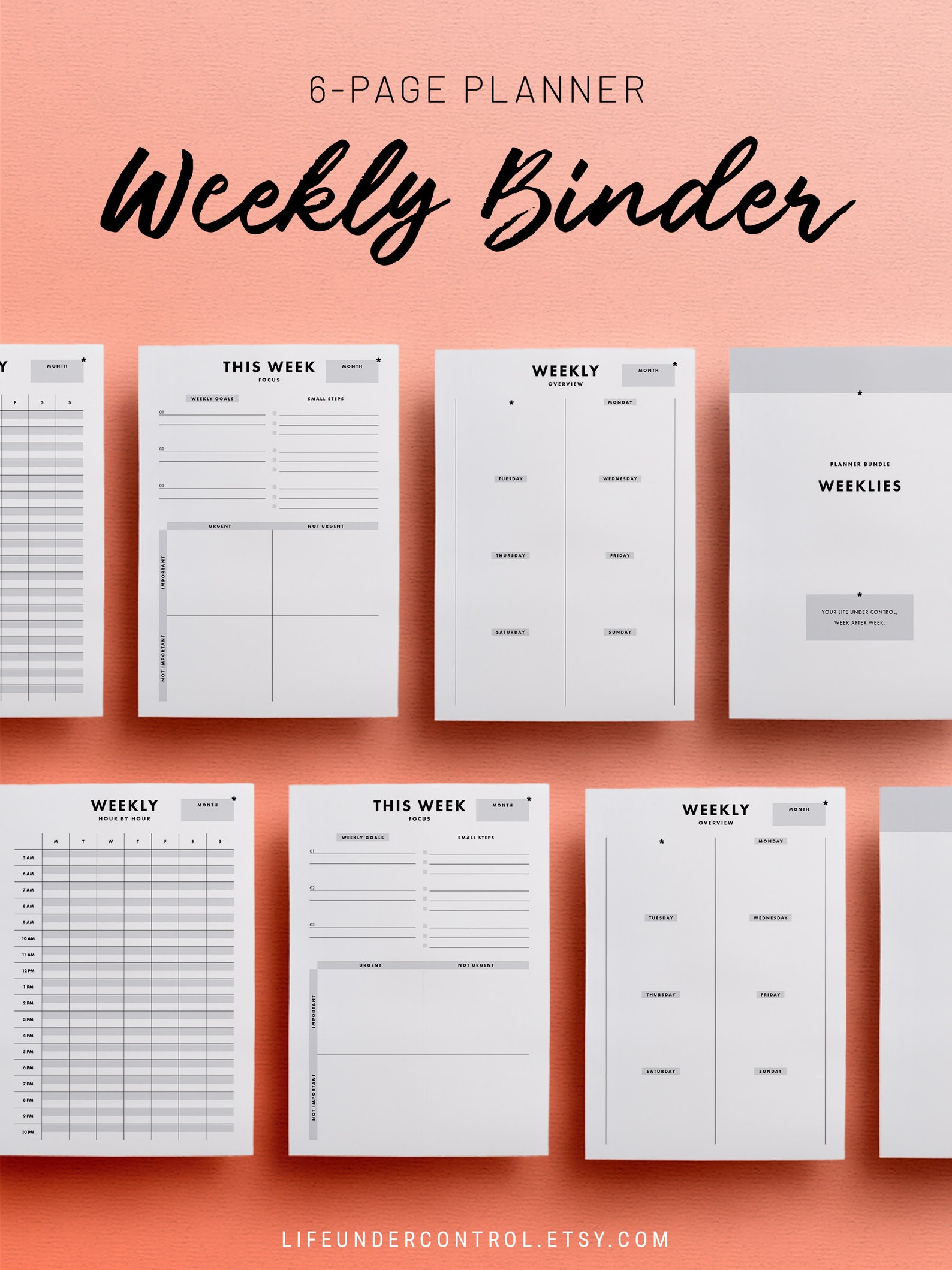 Weekly Home Binder Kit A4, A5, Letter Hole Punch Printables Eisenhower ...