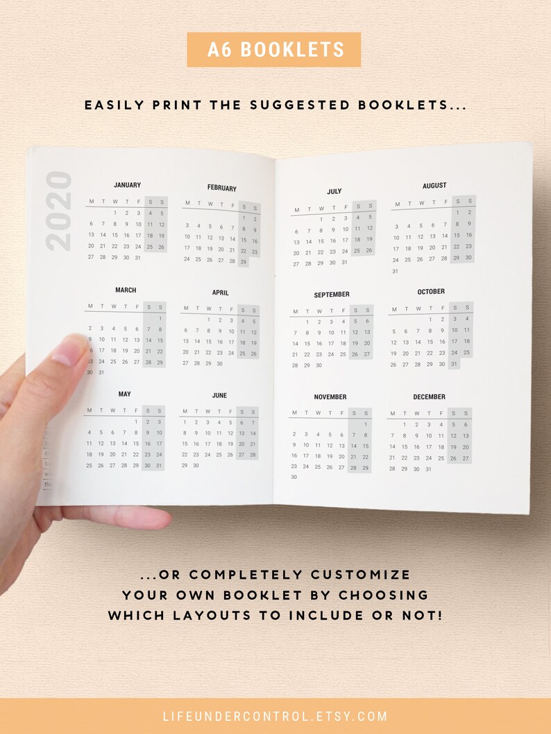 2020 Pocket Planner A6 & Quarter US Letter TN Yearly Planner, A6 Pocket ...